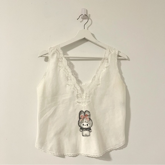 American Vintage | Tops | Vintage Hand Drawn Kuromi Lace Tank | Poshmark